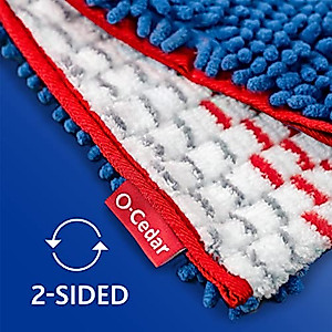 O-Cedar Hardwood Floor 'N More 3-Action Mop with 1 Extra Refill | Microfiber Mop with 3pc Handle | Use Wet or Dry, Red