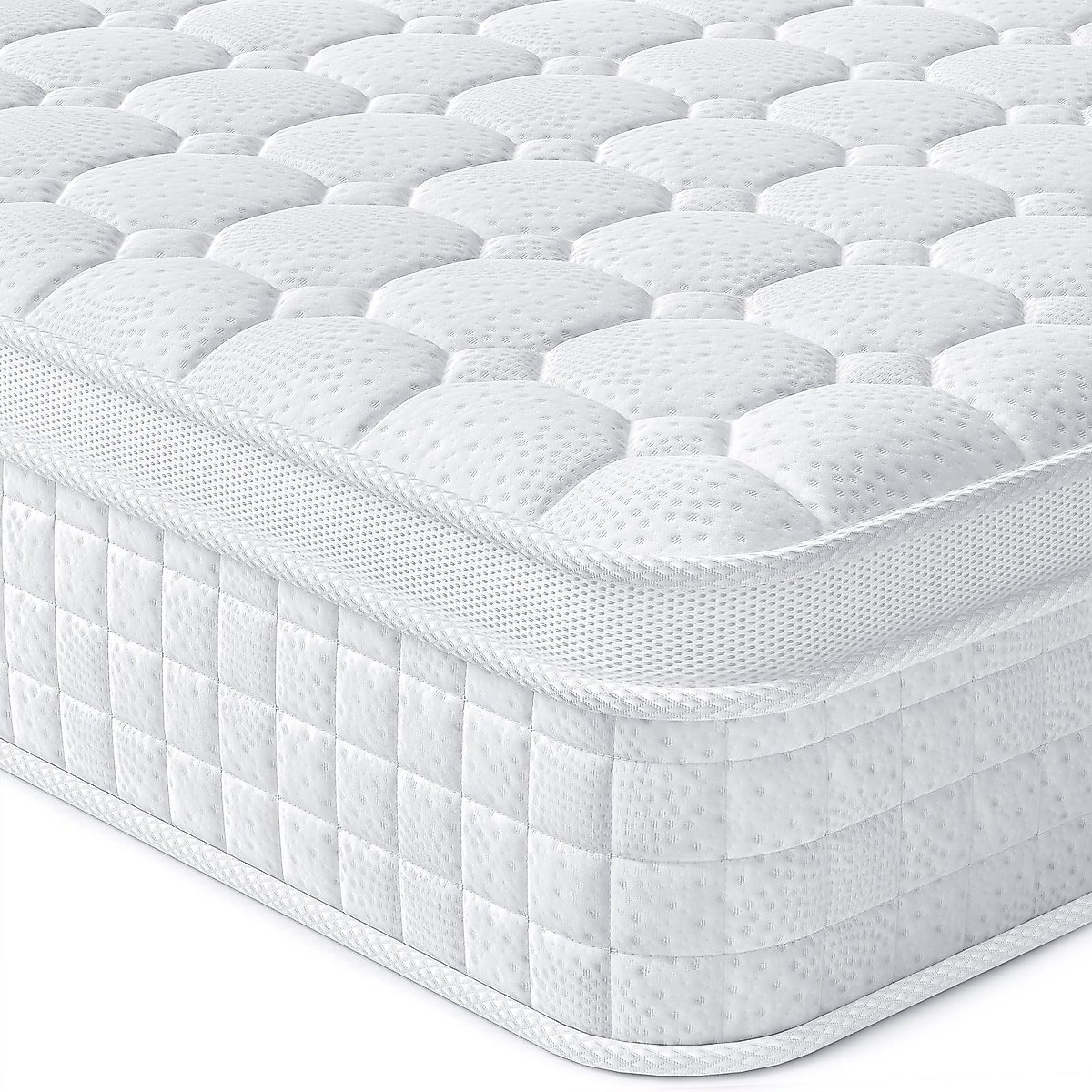 Vesgantti 10 Inch Multilayer Hybrid California King Mattress - Multiple Sizes & Styles Available, Ergonomic Design with Memory Foam and Pocket Spring, Medium Firm Feel, White