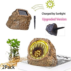 YJFWAL Bethlehem Lighting 2021 Upgraded Version 2 Pack 10 LED Solar Rock Lights, Stone Lights Outdoor Waterproof Light for Patio, Garden, Backyard Pathway Driveway Landscape Rock