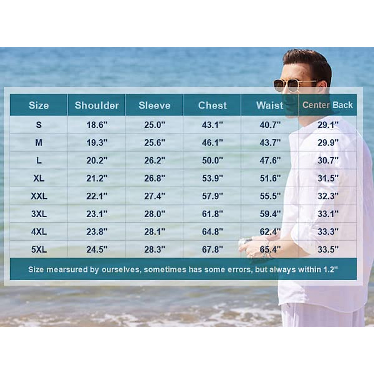 COOFANDY Mens Cotton Linen Henley Hippie Casual Beach T Shirt, Navy Blue, X-Large, Long Sleeve