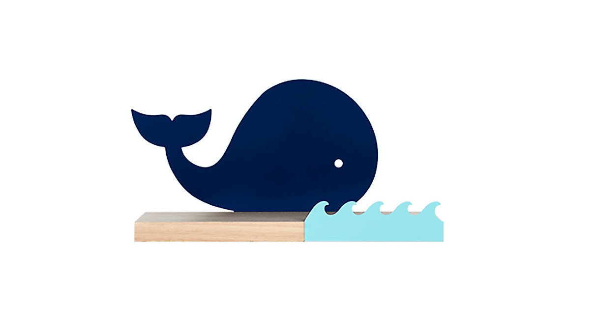 Kids Whale Wall Shelf - Nursery Decor & Baby Room Organizer