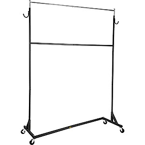 VEVOR Z Rack, 300 lbs Industrial Grade Z Base Garment Rack, 24" x 62" x 85" Height Adjustable Clothes Rack, Heavy Duty Clothing Rack w/ Lockable Casters for Home Store w/ Add-on Hang Rail Black