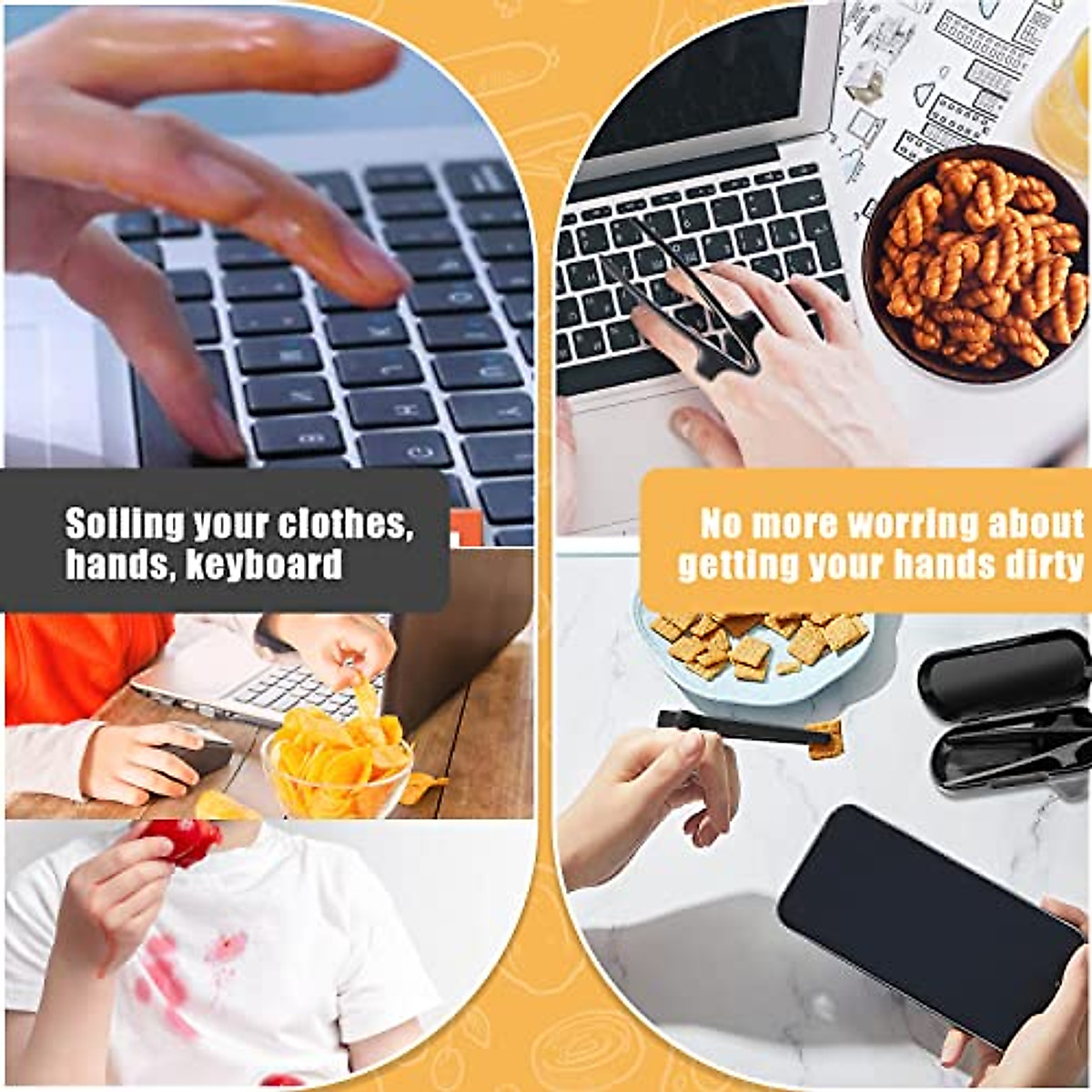 Hysagtek Upgraded Finger Chopsticks for Gamers with Box, Finger Chip Chopsticks, Snacking Chopsticks, Gamer Chopsticks, Gaming Chopsticks, Snack Chopsticks for Hands, Snack Grabber (Black, 3 Pack)