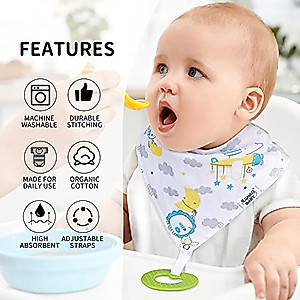 Baby Bandana Drool Bibs 6 Pack - Baby Bibs with Teething Toys/Teethers Set - Super Soft Absorbent Organic Cotton Bibs Unisex