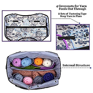 YARWO Knitting Tote Bag, Yarn Storage Organizer for Yarn Skeins, Knitting Needles, Crochet Hooks and Knitting Projects, Dandelion (Patent Pending)