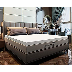 Red Nomad Memory Foam Mattress Pad 4 Inch - Twin Size Mattress Topper for Back Pain Relief. Breathable, Comfortable Cooling Bed Pad/Made in The USA
