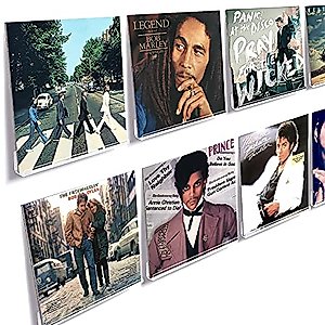 akrilex Vinyl Record Shelf Wall Mount - 8 Pack 12-inch Clear Acrylic Album Record Holder Display Rack - Art for the Records Collector