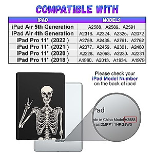 Uppuppy for Apple iPad Air 5th/4th Generation Case 10.9 Inch, for iPad Pro 11 Inch Case Pencil Holder Cute Kids Women Girls Folio Skeleton Cover for iPad Air 5 2022/4 2020/Pro 11” A2588 A2316 A2316
