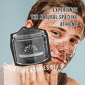 Charcoal Scrub, Moisturizing and Exfoliating Face Foot & Body Scrub, Organic Scrub Fights Stretch Marks, Fine Lines and Natural Exfoliator Salt Body Scrub for Toning Skin Cellulite Skin Care Body