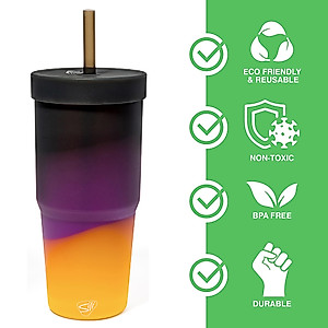 Silipint: Silicone 32oz Straw Tumbler: Sun Storm - Reusable, Unbreakable, Flexible, Sustainable, Hot or Cold, Airtight Lid, Travel