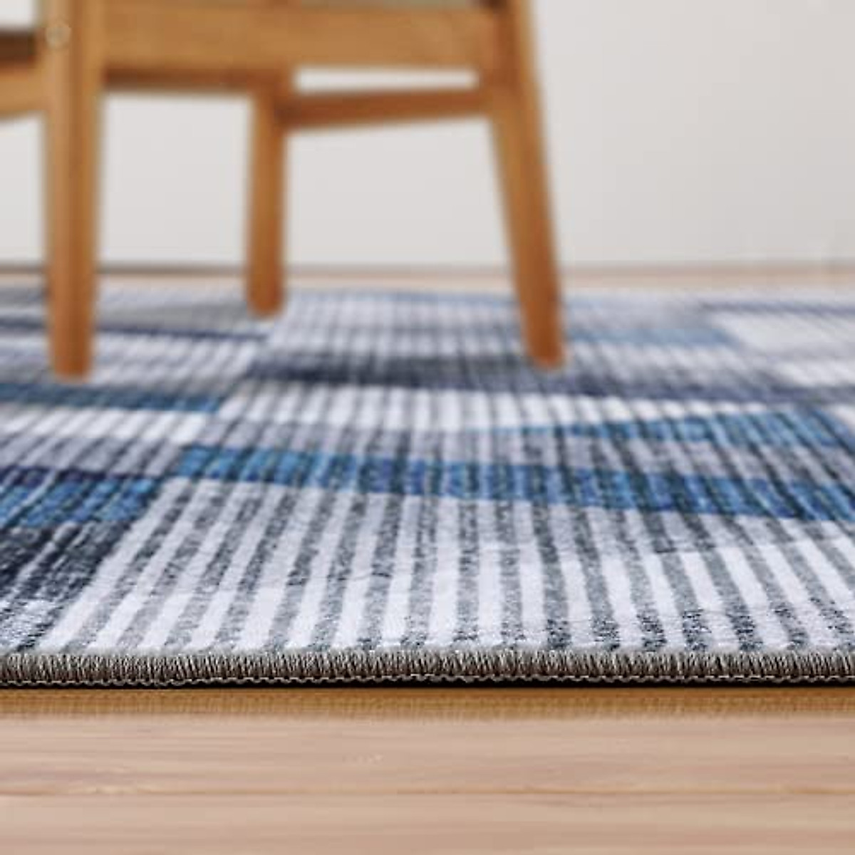 Zacoo Abstract Area Rug, Geometric Diamond Lattice Rug Moroccan Modern Area Rug Bedroom Rug Low Pile Small Throw Carpet for Living Room Dining Room Nursery, Navy/Grey, 4 x 6 Feet