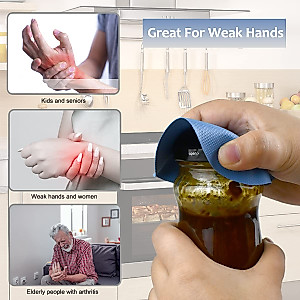 8 Pcs Reusable Jar Opener Gripper Pads Rubber Jar Opener Gripper Pads Multi-function Jar Opener for Elderly People with Arthritis and Weak hands (Blue, Gray)