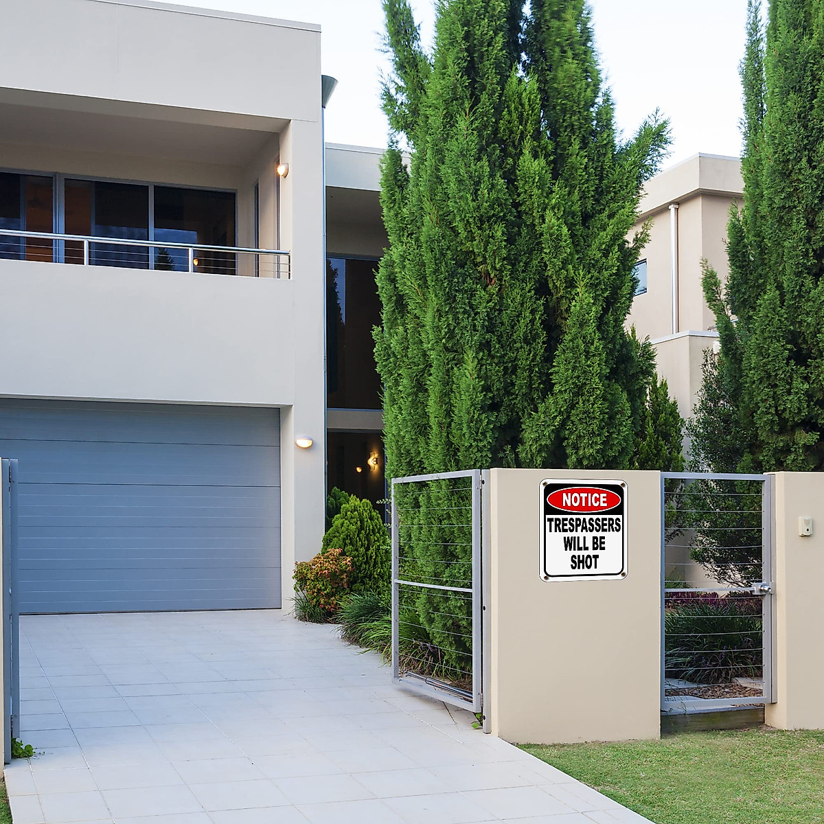 No Trespassing Sign 8.5" x 10", Private Property Signs, Aluminum Wall-Mount Warning Sign, Security Signs for Home or Business, Aluminum Indoor or Outdoor Signs, No Trespassing Signs Private Property