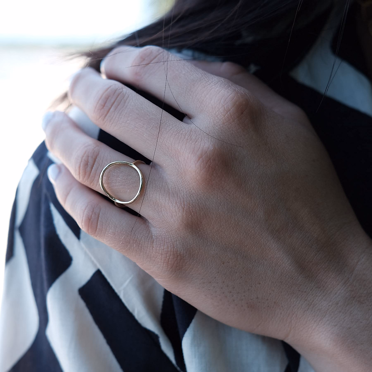 LEMON GRASS Gold Vermeil Open Circle Ring in Sterling Silver Size 7