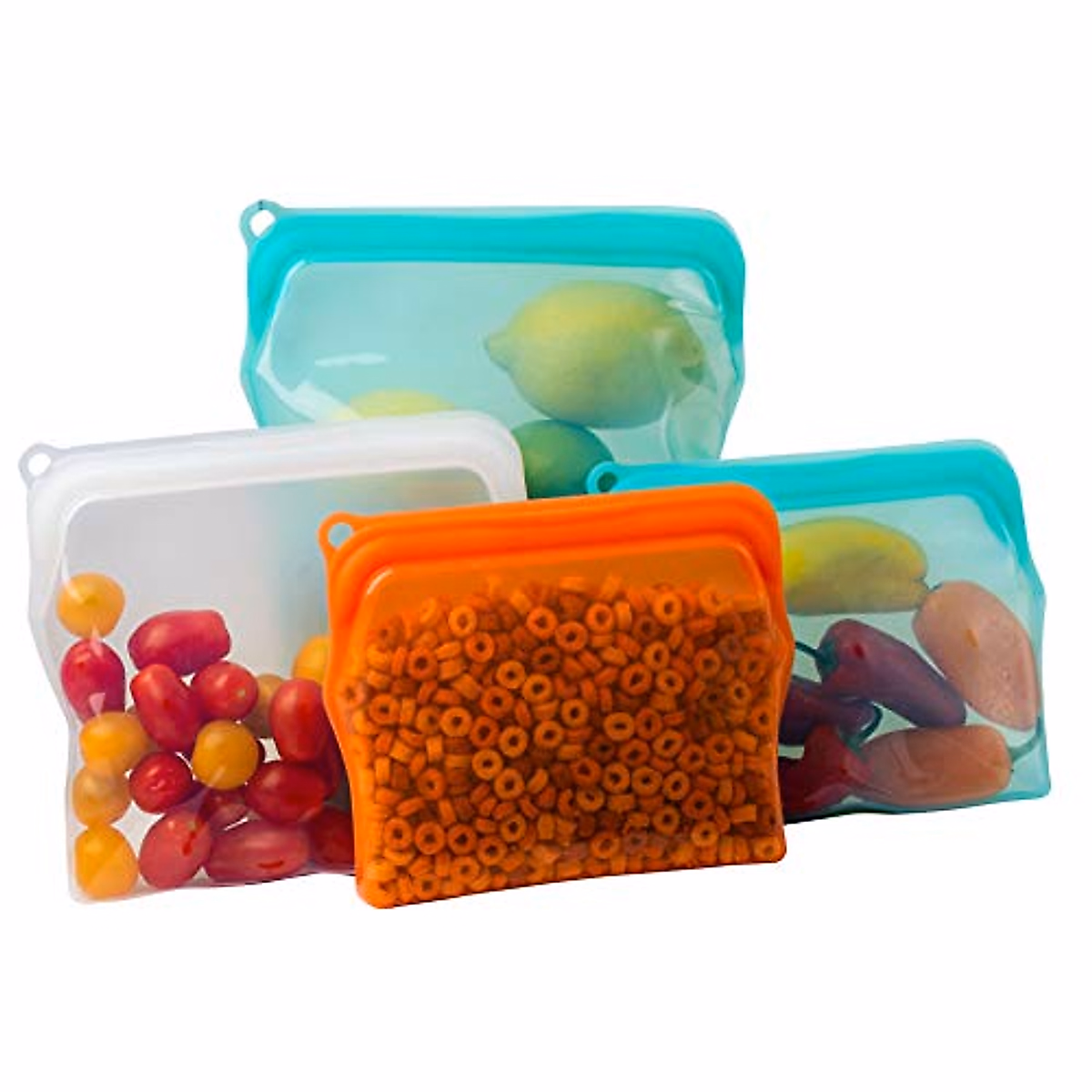 BluePerlOne Two-30 oz. 100% Silicone Reusable Food Storage Bags (2 Pack) - Eco-friendly, Food-Grade, Leak-Proof Zipper Bags - Microwave, Oven, Sous Vide, Dishwasher & Freezer Safe (4 Cups/ 30 oz.)