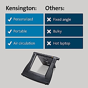 Kensington Easy Riser Portable Ergonomic Laptop Cooling Stand (12"-17") for Laptops, Chromebooks Macbooks and Wacom Devices – Black (K52788WW)