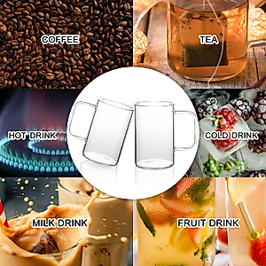 Aquach Clear Glass Coffee Mugs 18 Oz. Set of 4, Clear Glass Cups with Hande for Tea Beverage