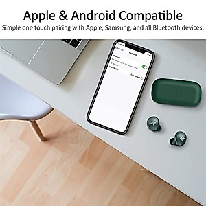 iLuv myBuds Wireless Earbuds, Bluetooth 5.3, Built-in Microphone, 20 Hour Playtime, IPX6 Waterproof Protection, Compatible with Apple & Android, Includes Charging Case & 4 Ear Tips, TB100 Dark Green