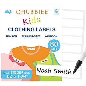 All Purpose No-Iron Kids Clothing Labels, Self-Stick Write-On Fabric Labels for Camp, School, Daycare, Nursing Care, Toys, Organizing, Washer & Dryer Safe, Pack of 160