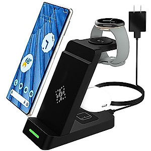 EloBeth 3 in 1 Wireless Charging Station for Google Pixel Watch Charger, Wireless Charger for Google Pixel 7 Pro / 7a /7/Fold/6/6 Pro/5/4/3/XL, Pixel Buds Pro, Samsung Galaxy/iPhone/Airpods
