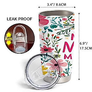 FOCIUZTA 20oz Colorful Floral Tumbler with lid, Travel Coffee Cup, Ideal for Easter, Mother Day, and birthday gifts