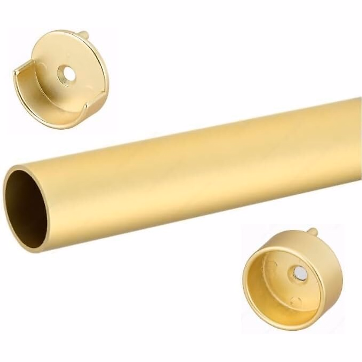 Matte Brass 1 5/16 Inch Diameter Round Wardrobe Closet Rod Tube with Two End Caps and Installation Screws, Gauge 14 Thickness for Clothes Hanging (36 INCH)