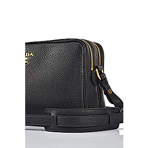 Prada Women's Black Bandoliera Vitello Phenix Leather Crossbody Bag 1BH079