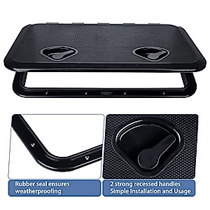 smartmarine 24"x14" Marine Boat Deck Hatch Cover,Boat Access Hatch & Lid, Black/White (Black)