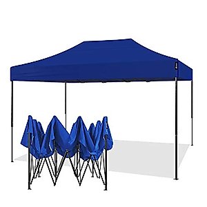 American Phoenix 10x15 Ez Pop Up Canopy Tent Portable Commercial Instant Canopies Outdoor Market Shelter (10'x15' (Black Frame), Blue)