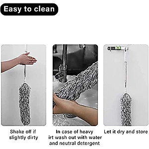Acalu Feather Dusters for Cleaning Tool,100" Duster with Extension Pole Extendable Bendable Cobweb Telescoping Long Dusters for High Ceiling Fan, Furniture,Blinds, Vents, Cars
