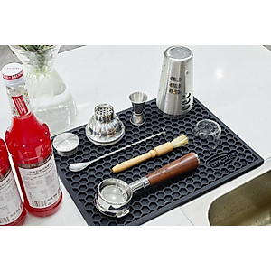 IKAPE Drying Coffee Maker Mat, Multi-functional Water Filter Mat, Easy to Clean, Durable, Suitable for Coffee and Tea Accessories and Kitchen Counters(Black, 15.75in*11.81in)