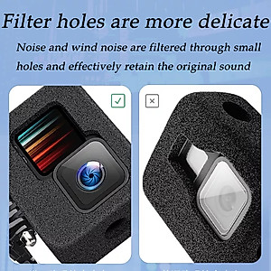 [2 Pack] Foam Windslayer Windscreen Case Compatible with Gopro Hero 12/11/10/9 Black,Windslayer Cover Housing Frame Case Windproof Housing Case for Video Noise Reduction Accessory