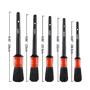 Petift Car Detailing Brush Set of 5, Auto Automotive Detailing Brush Set, Motorcycle Car Cleaning Kit for Wheels Brush Engine or Dashboard, Interior, Exterior, Leather, Air Vents, Emblems