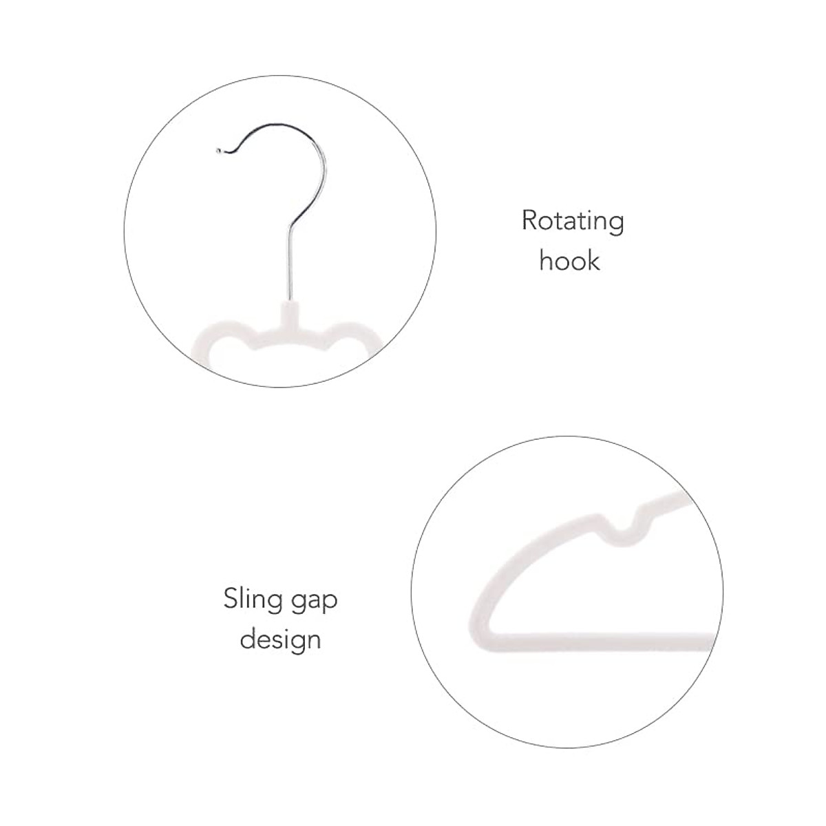 Baby Kids Bear White Velvet Clothes Hangers 30pack