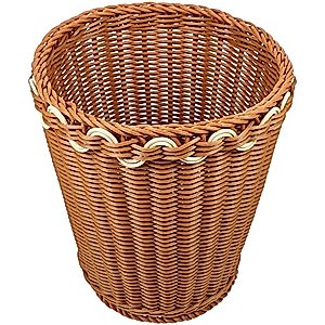 Zerodeko Laundry Basket Retro Rubbish Bin Wicker Waste Basket Rattan Basket Trash Can Woven Garbage Container Bin Flower Pots Laundry Storage Basket for Home Office Laundry Basket Clothes