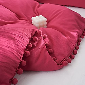 Magenta Duvet Cover Set Boho Bedding Set King Size Soft Washed Microfiber Burgundy Red Comforter Cover Set 1 Duvet Cover 2 Pillowcases(King, Magenta)