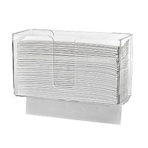 Alpine Industries Acrylic Wall-Mounted Paper Towel Dispenser - Single or Multiple Towel Retrieval - Bi Fold and C Fold (Clear)