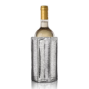 Vacu Vin Active Cooler Wine Chiller - Reusable, Flexible Wine Bottle Cooler - Silver - Wine Cooler Sleeve For Standard Size Bottles - Insulated Wine Bottle Chiller to Keep Wine Cold and Refreshing
