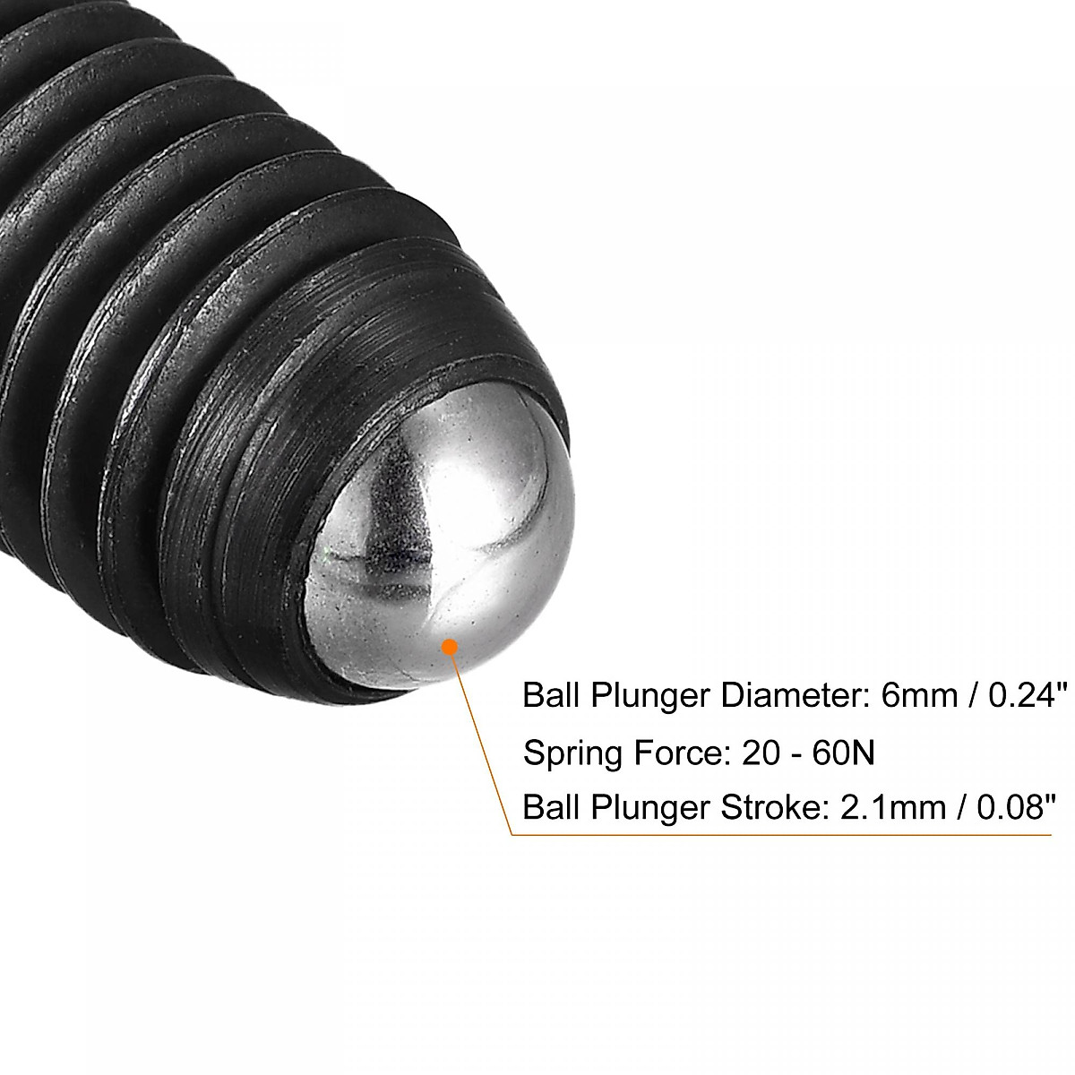 uxcell Ball Point Set Screws, 5pcs M10 x 20mm High Carbon Steel Metric Spring Hex Socket Grub Screw