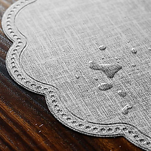 Kreatur Round Waterproof Placemats for Dining Table Set of 6,Modern PU Leather Washable Table Mats Non-Slip Easy to Clean for Home Kitchen Decor