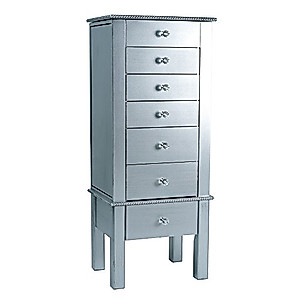 Alveare Home Helena Standing Jewelry Armoire, Silver