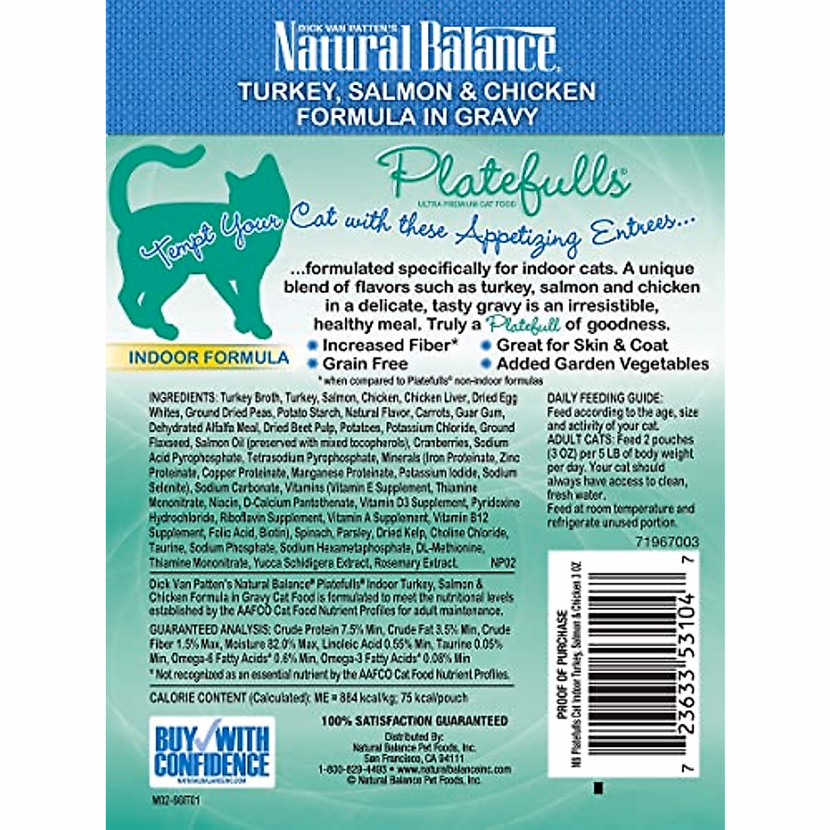 Natural Balance Grain-Free Platefulls Variety Pack Six Flavors: Turkey, Salmon & Chicken, Chicken Giblets, Cod & Sole, Salmon & Tuna, and Mackerel + Pet Paws Notepad - 3 Ounces Each (12 Pouches Total)