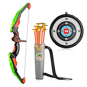 Bow and Arrow for Kids, Kids Archery Set with Light-up LED Includes 10 Suction Cup Arrows, Target & Quiver, Indoor & Outdoor Kids Archery Boys Toys Gifts for 3 4 5 6 7 8-12 Years Old Boys Girls