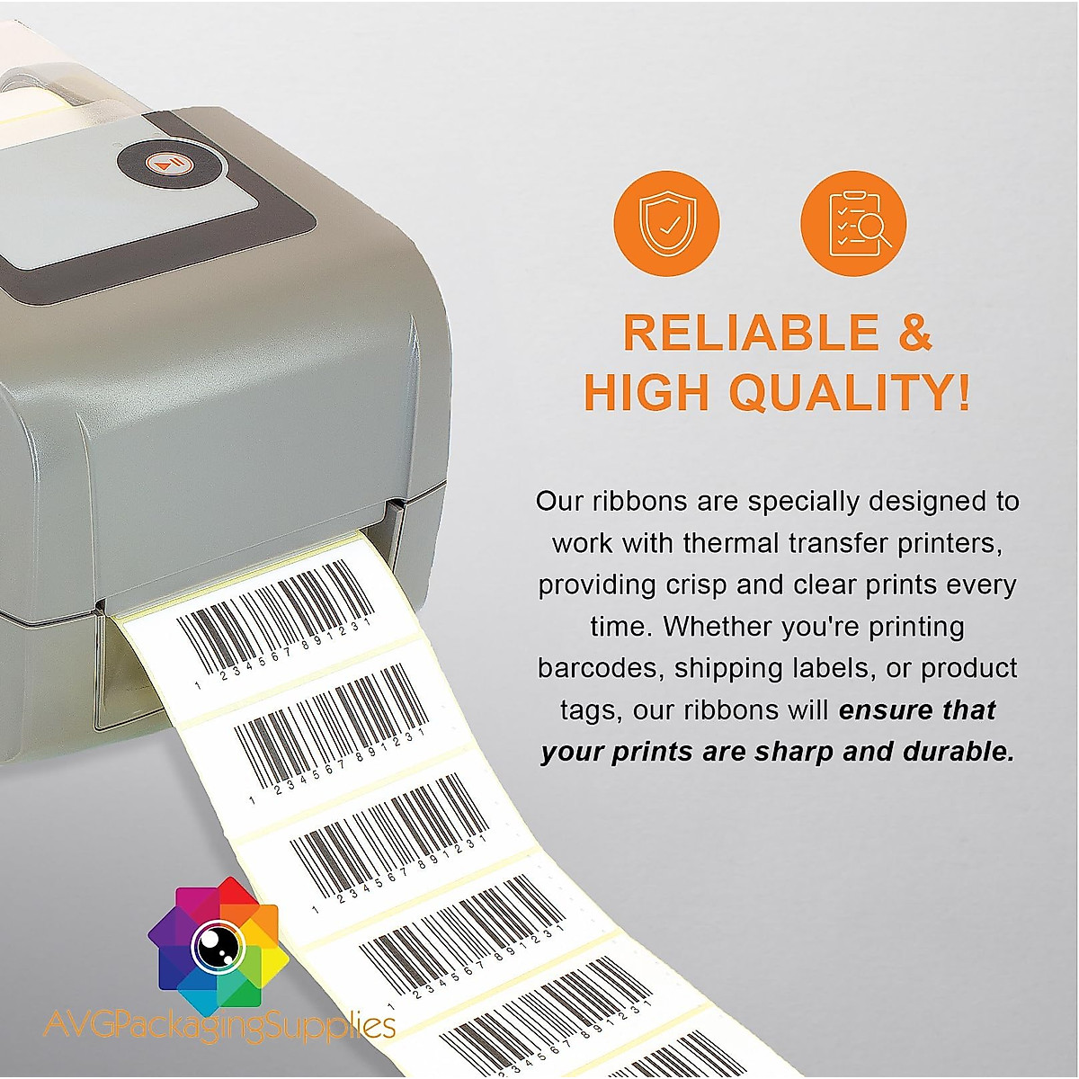 AVG Packaging Supplies 24-Rolls of Brand Name Compatible Thermal Transfer Printer Ribbon 4.33" x 1476'/110mm x 450m Black Standard Resin-Enhanced Wax Ribbons. Free and Same Day Shipping.