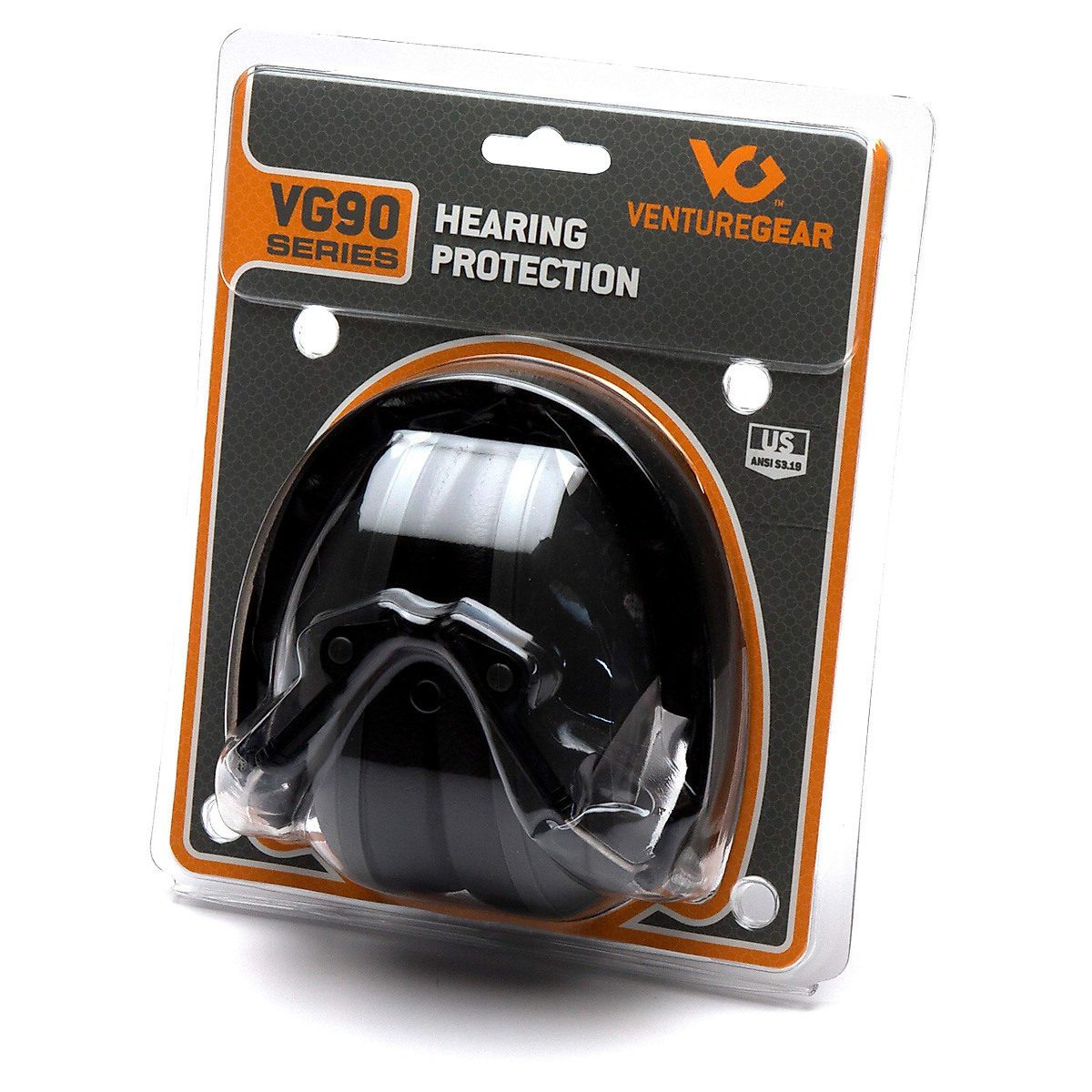 Venture Gear VG90 Series Hearing Protection Earmuff, Gray, VG Clamshell