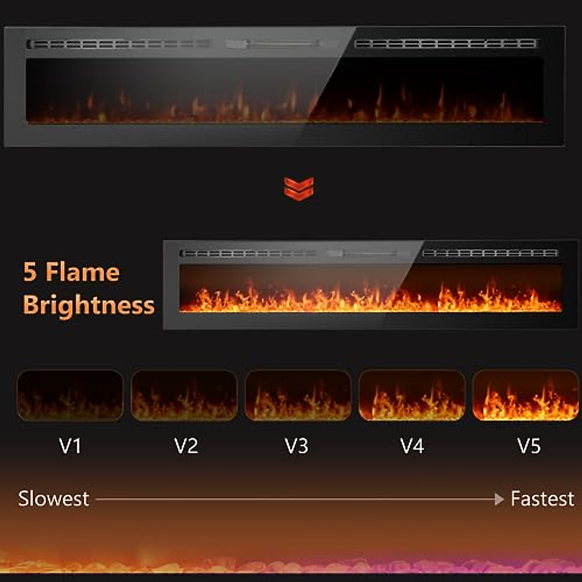 Anpuce 80 inch Ultra-Thin Electric Fireplace Recessed and Wall Mounted with Touch Screen Control Panel/Remote Control- Timer,Realistic 5 Flame - Log & Crystal Hearth Options