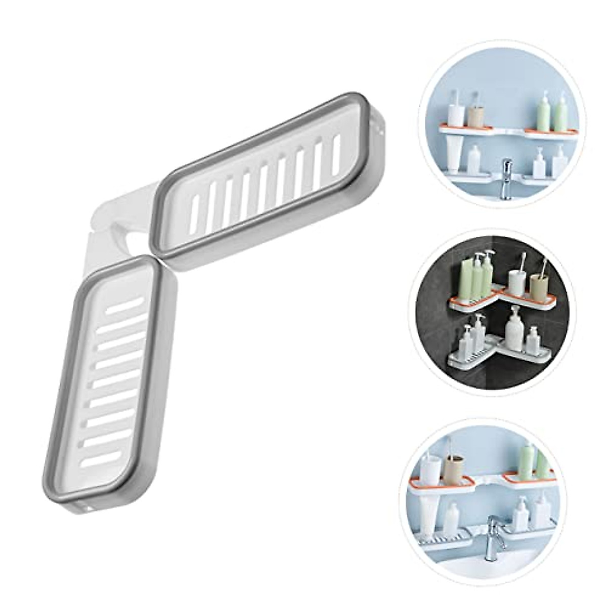 OSALADI Corner Shelf Sink Drain Rack Sink Storage Rack Wall Coner Shelf Draining Wall Shelf Bathroom Wall Shelf Bathroom Wall-Mount Rack Commodity Shelf Bathroom Finishing Rack Pp 1pc