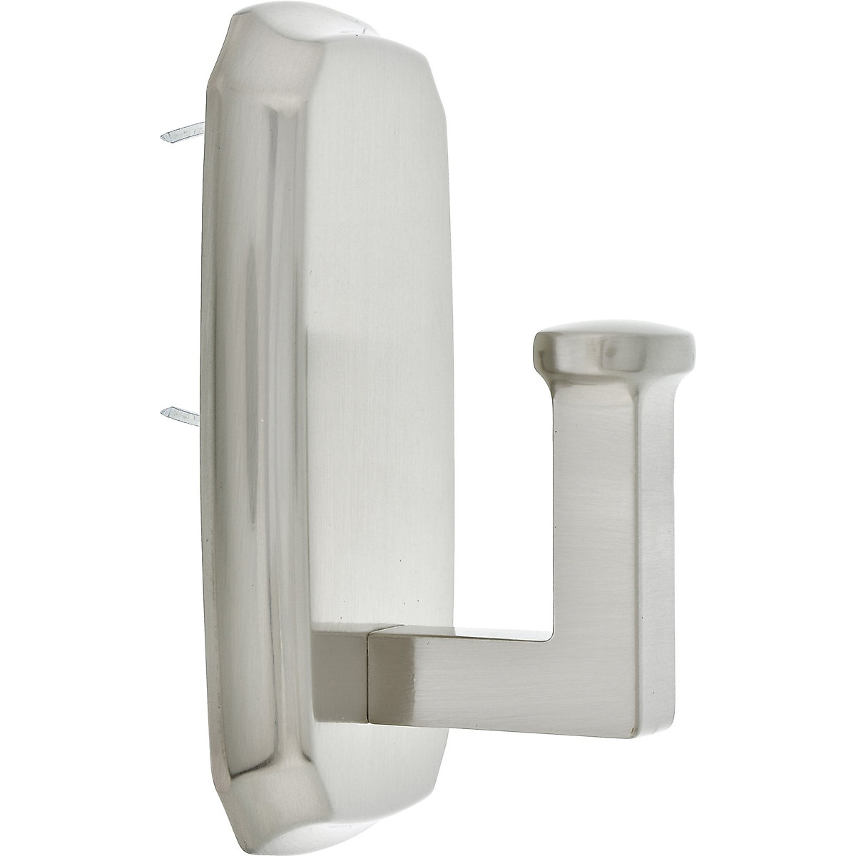 HIGH & MIGHTY 515804 Decorative Metal Hook, Easy Tool-Free Dry Wall Installation, Scalloped, Holds up to 25lb, Satin Nickel