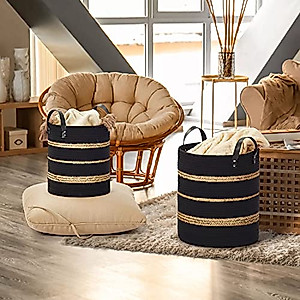 Closet Complete 2-Pc. Cotton & Grass Braided Basket Set (Black)