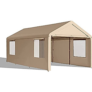 12 x 20 Carport Canopy Tent | Roll up Ventilated Windows | Outdoor 3-Sided Walls | Multi-Purpose Shade & Shelter | Heavy Duty Tent for Weddings Car Parking Party